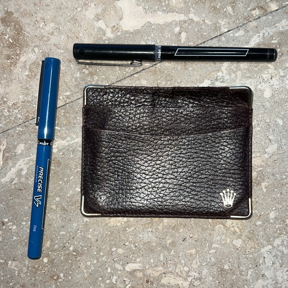 Rolex | Accessories | Rolex Leather Card Wallet Dark Burgundy Brown ...